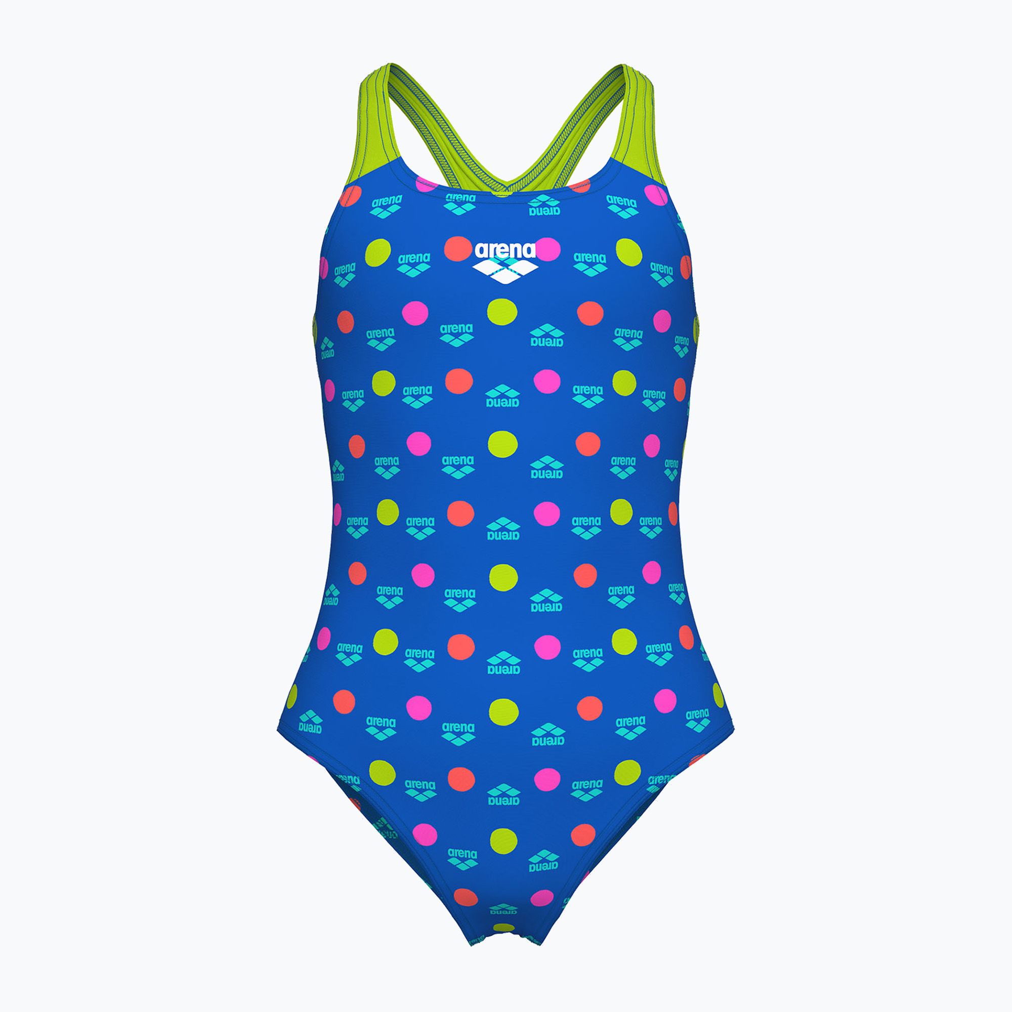 Vaikiškas vientisas maudymosi kostiumėlis arena Multiple Dot Swim Pro Back multi blue/artic lime ...