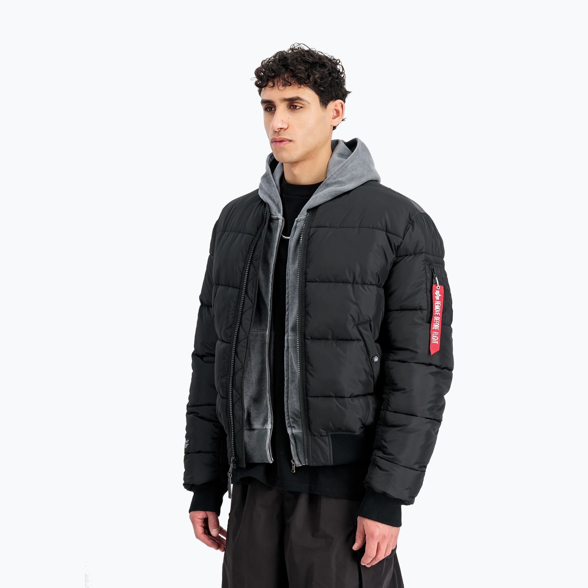 Vyriška šilta striukė Alpha Industries MA-1 Logo Puffer Bomber black ...